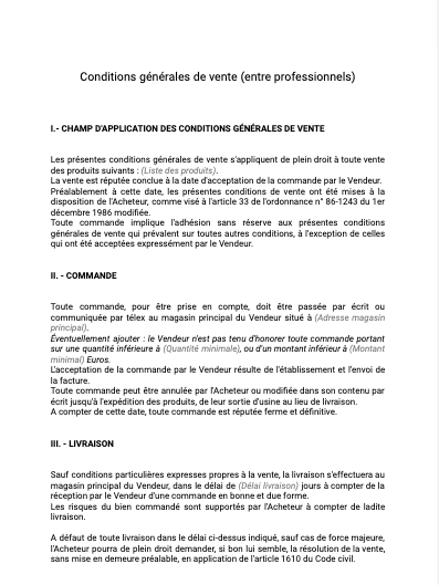 Conditions générales de vente - document et modèle à télécharger
